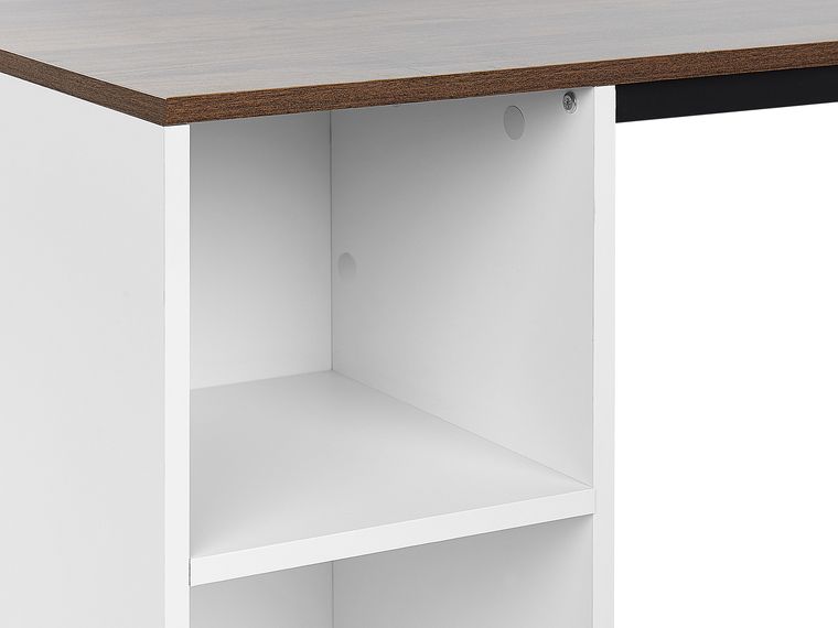 Home Office Desk with Shelves 120 x 60 cm Dark Wood and White DESE ...