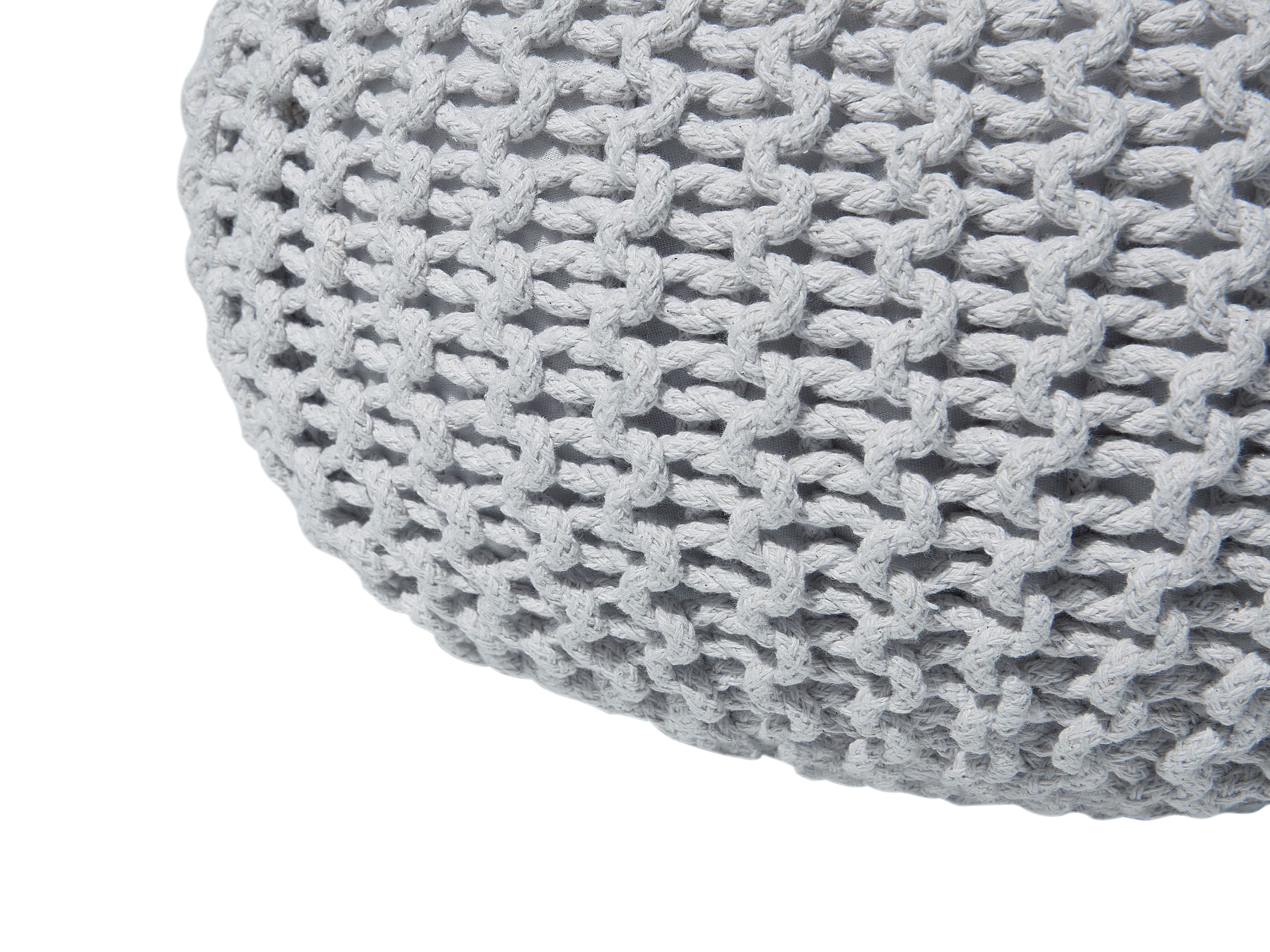 Cotton Knitted Pouffe 40 x 25 cm Light Grey CONRAD | Beliani.co.uk