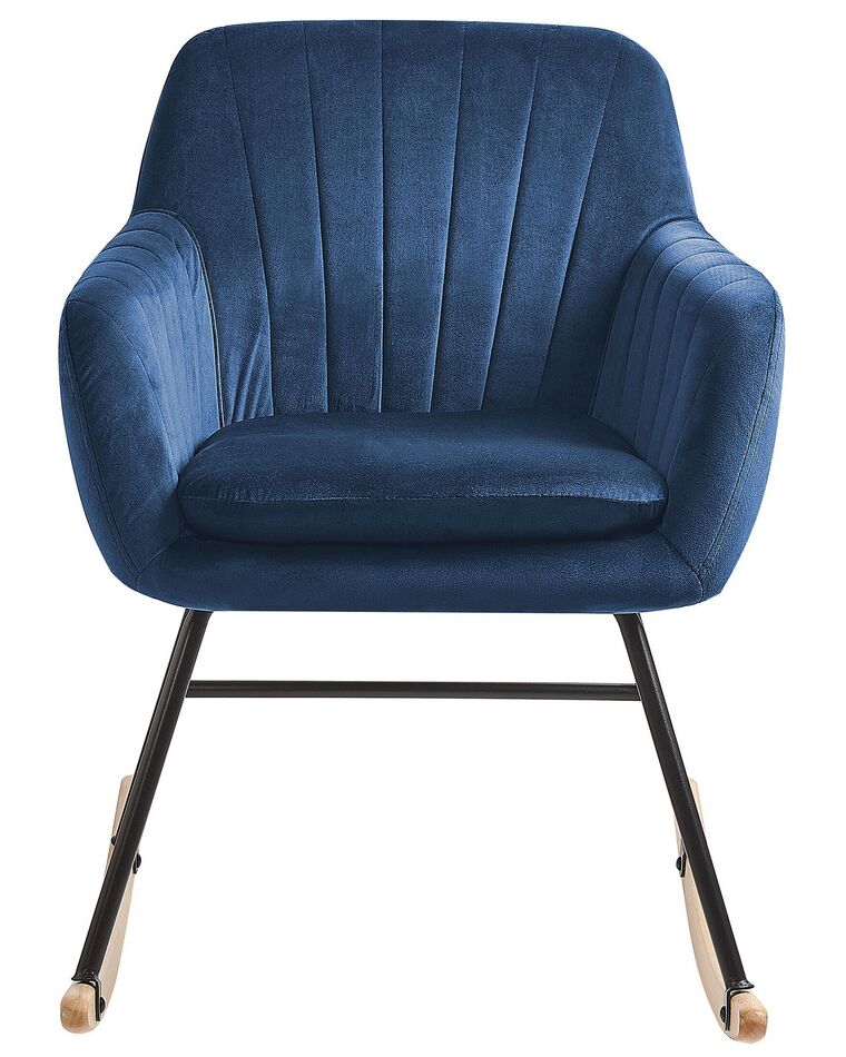 Velvet Rocking Chair Navy Blue LIARUM | Beliani.co.uk