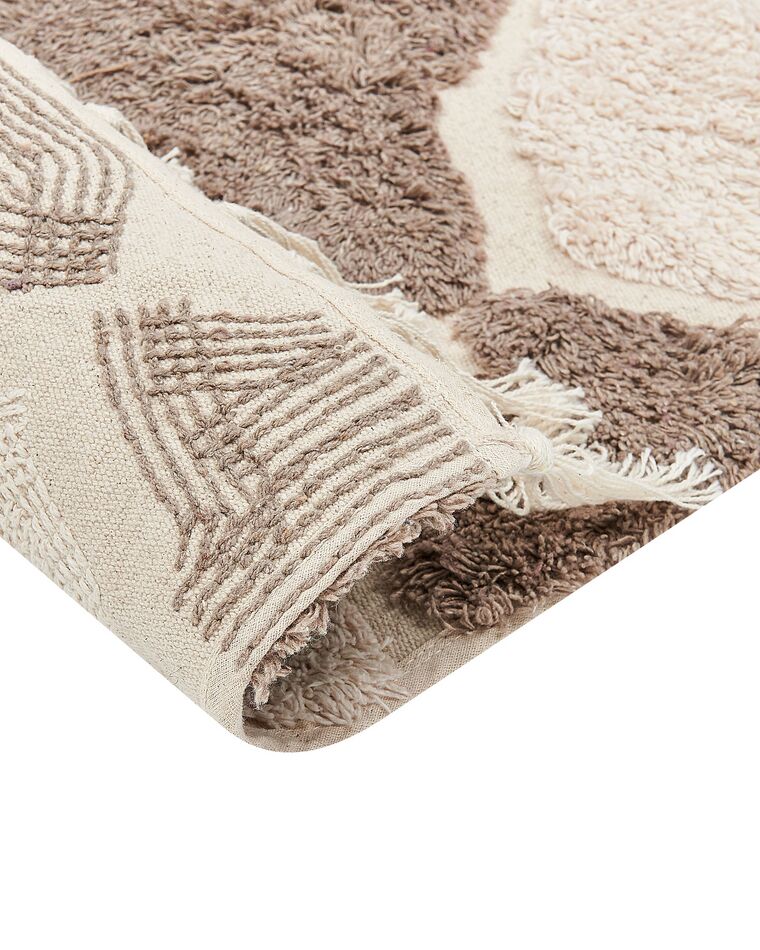 Gulvteppe bomull 140 x 200 cm brun og beige SINOP | Beliani.no