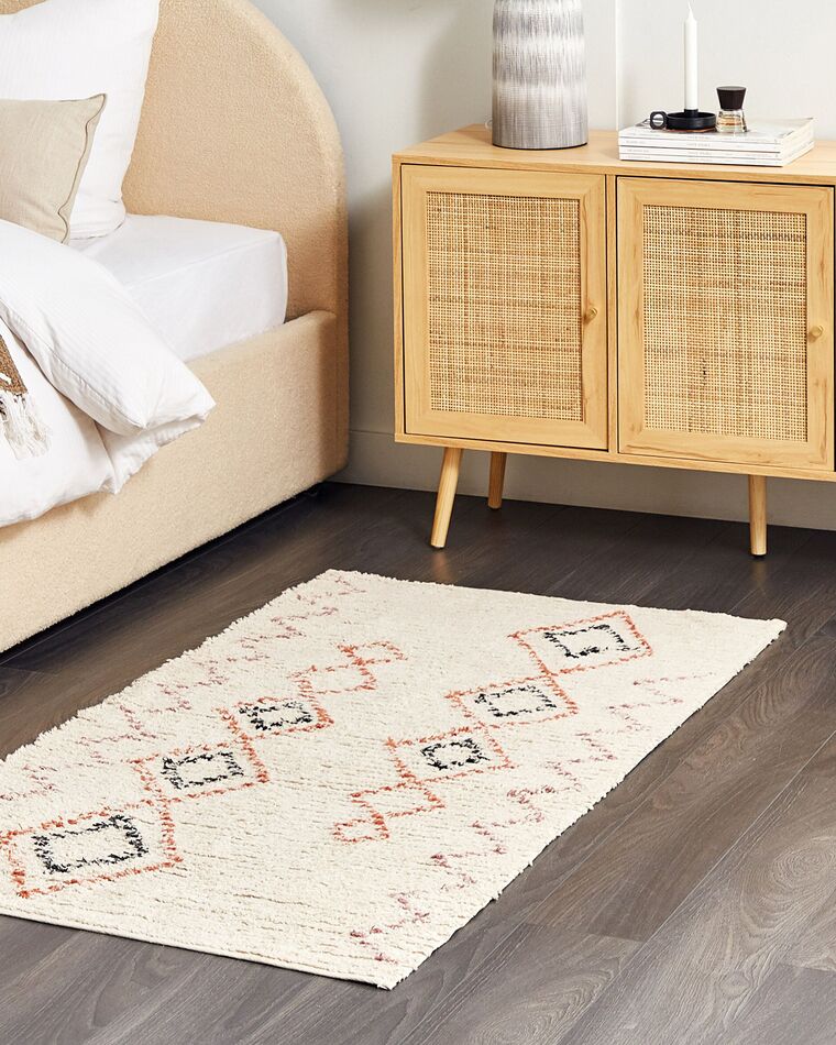 Cotton Area Rug 80 x 150 cm Beige GUWAHATI | Beliani.co.uk