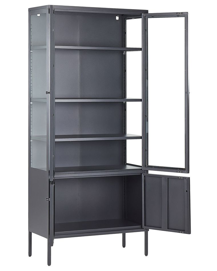 Vitrine Metall schwarz 5-Fächer 180 cm OXTED | Beliani.de