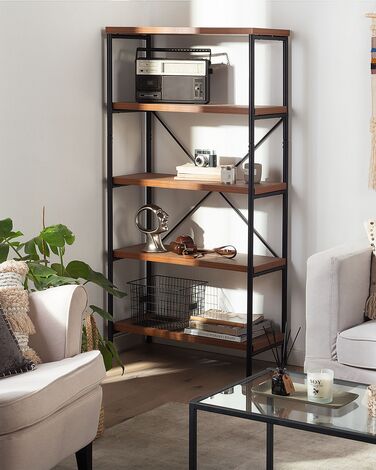 Hylla med 5 hyllplan brun/vit MOBILE SOLO | Beliani.se