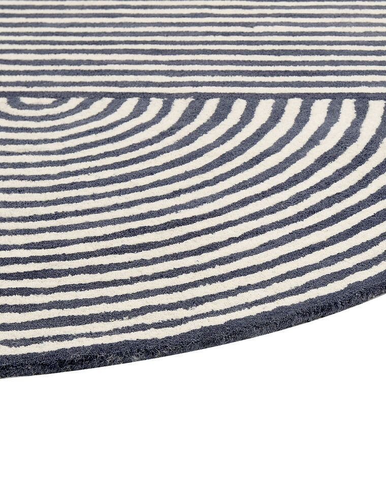 Teppich Wolle weiß / graphitgrau 140 x 200 cm Streifenmuster Kurzflor ...
