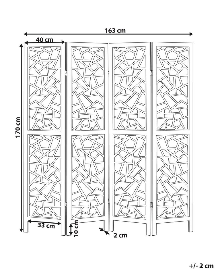 Dřevěný 4dílný skládací paraván 170 x 163 cm černý PIANLARGO | Beliani.cz
