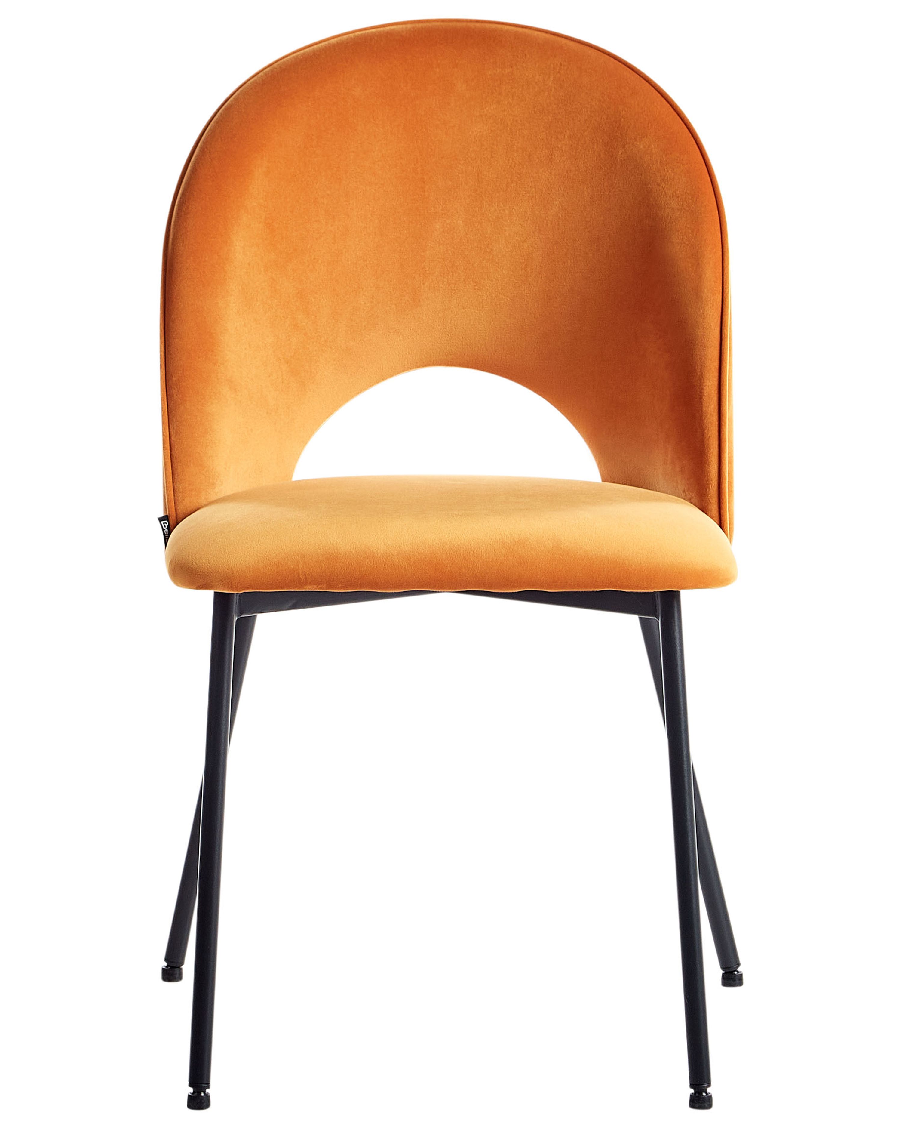 Set med 2 matstolar i sammet orange COVELO | Beliani.se