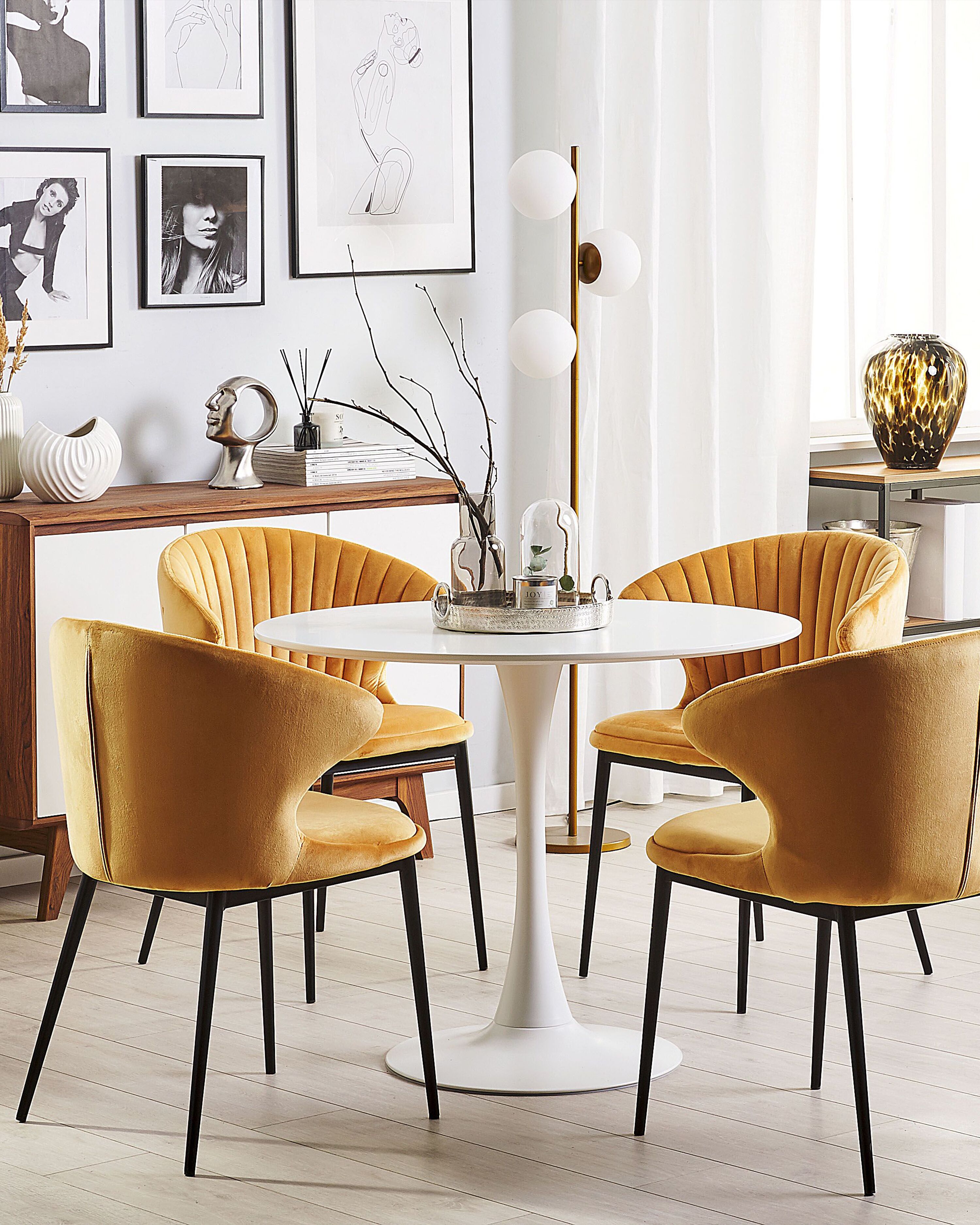 Set of 2 Velvet Dining Chairs Yellow AUGUSTA | Beliani.co.uk