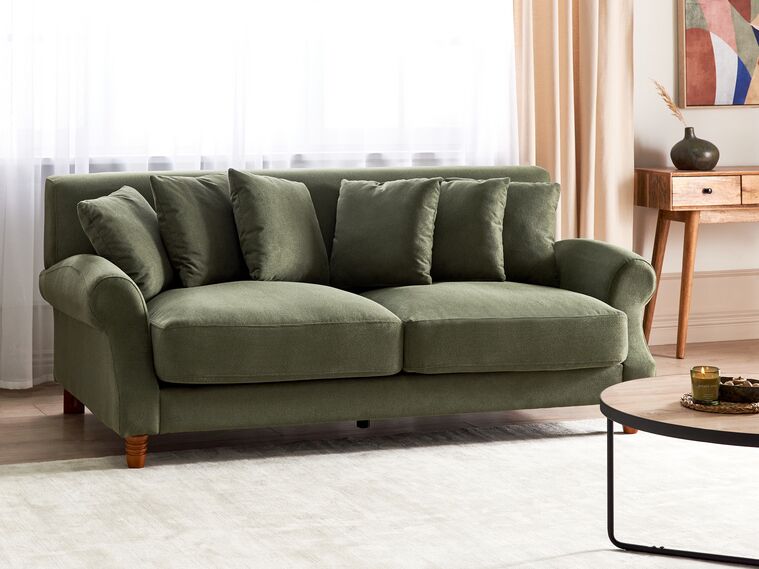 2 Seater Fabric Sofa Green EIKE | Beliani.at