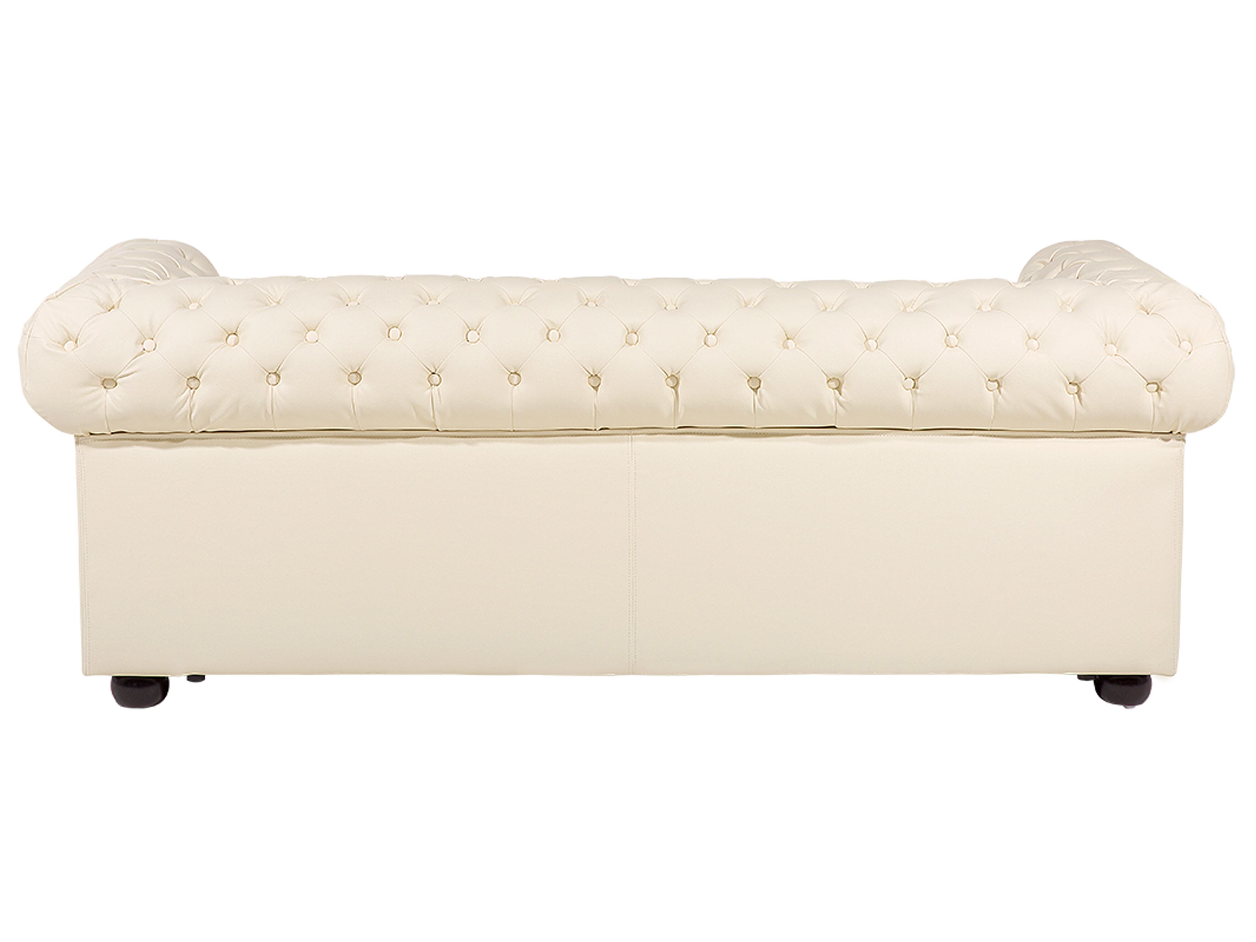 3 Seater Leather Sofa Cream CHESTERFIELD | Beliani.co.uk
