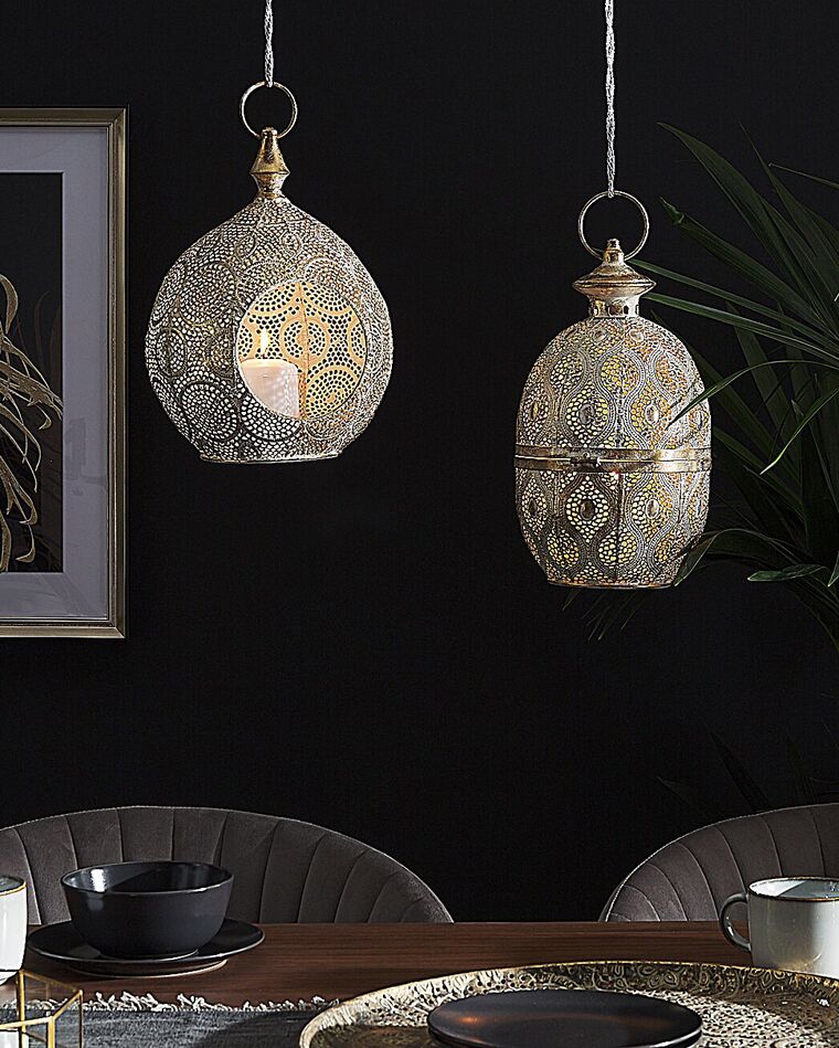 Dekorativní kovová lucerna zlatá LAESO | Beliani.cz