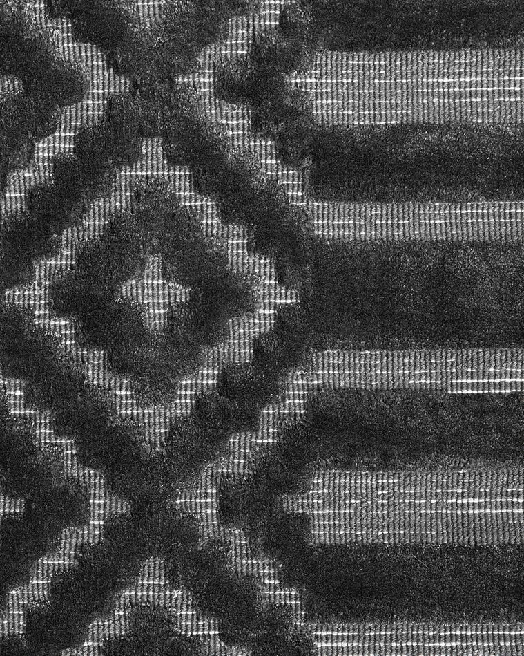 Teppich dunkelgrau 80 x 150 cm geometrisches Muster Kurzflor ADATEPE ...
