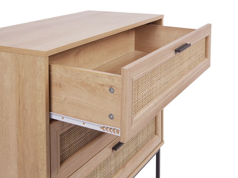 Rattan 3 Drawer Chest Light Wood Pasco Uk