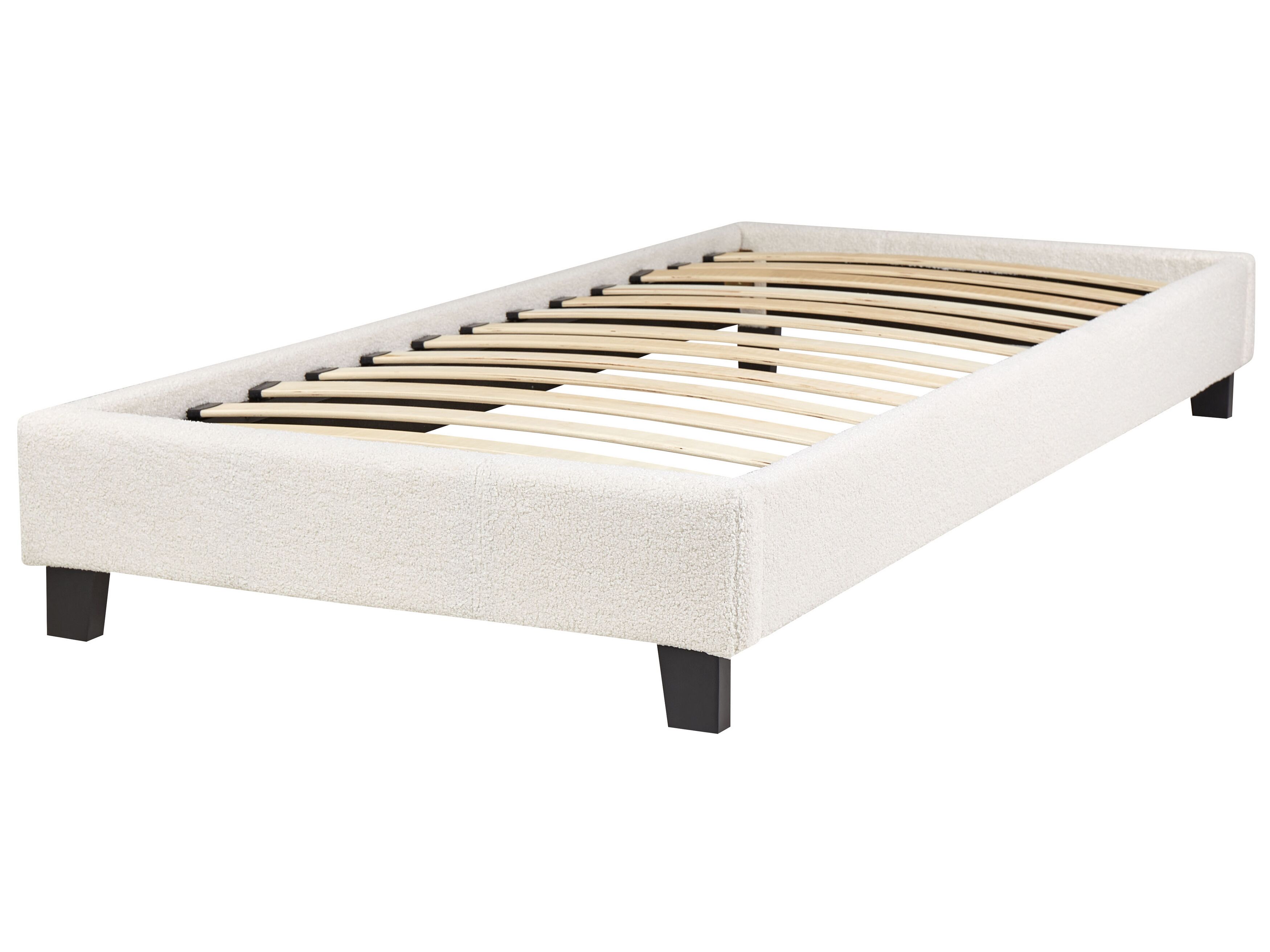 Cama de solteiro em tecido bouclé creme 90 x 200 cm ROANNE | Beliani.pt