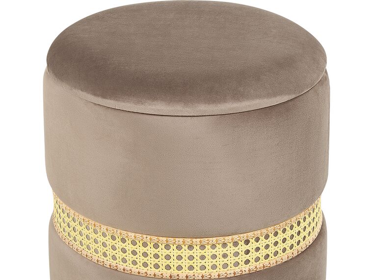 Puf med opbevaring taupe velour sæt af 2 MEDFORD | Beliani.dk