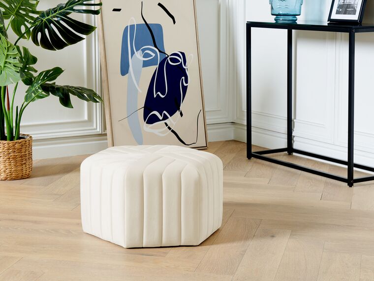 Velvet Pouffe Cream MURIETTA | Beliani.co.uk