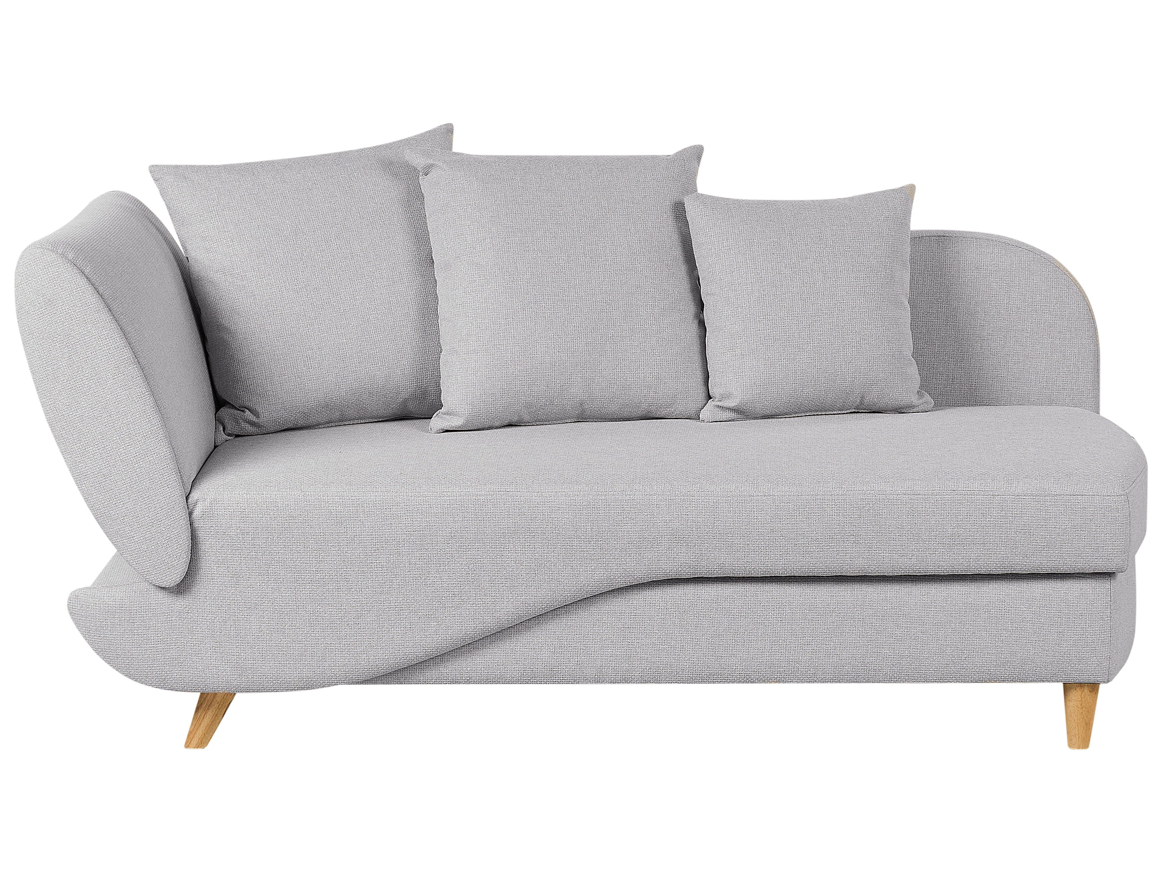 Left Hand Fabric Chaise Lounge with Storage Light Grey MERI II ...