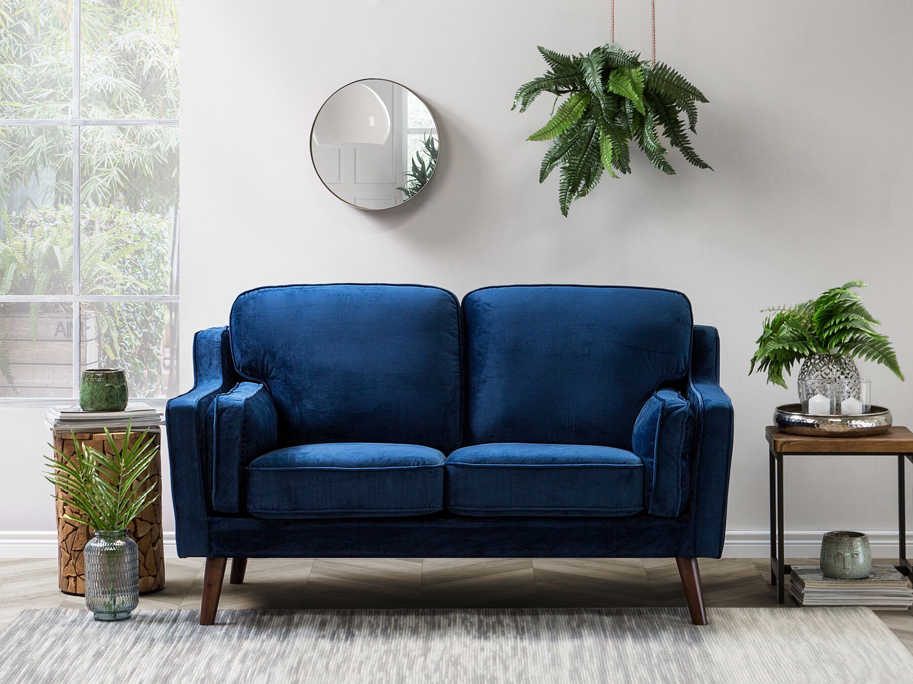 2 Seater Velvet Sofa Navy Blue LOKKA | Beliani.co.uk