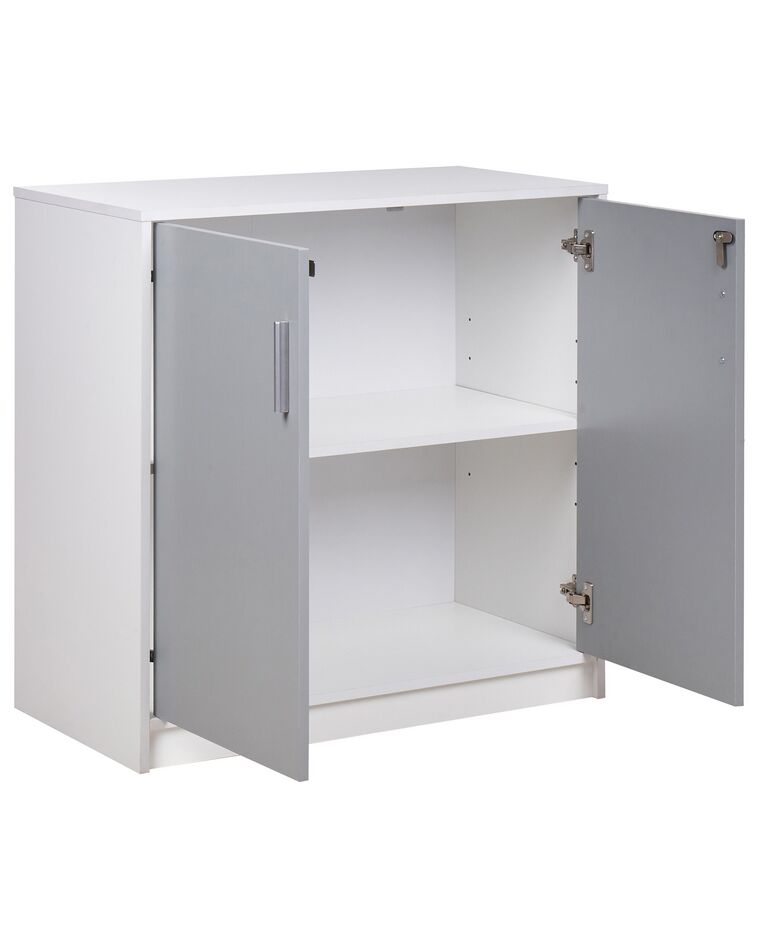 2 Door Storage Cabinet 80 cm Grey and White ZEHNA | Beliani.co.uk
