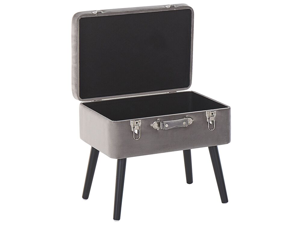 Velvet Storage Stool Grey MALLARD | Beliani.co.uk