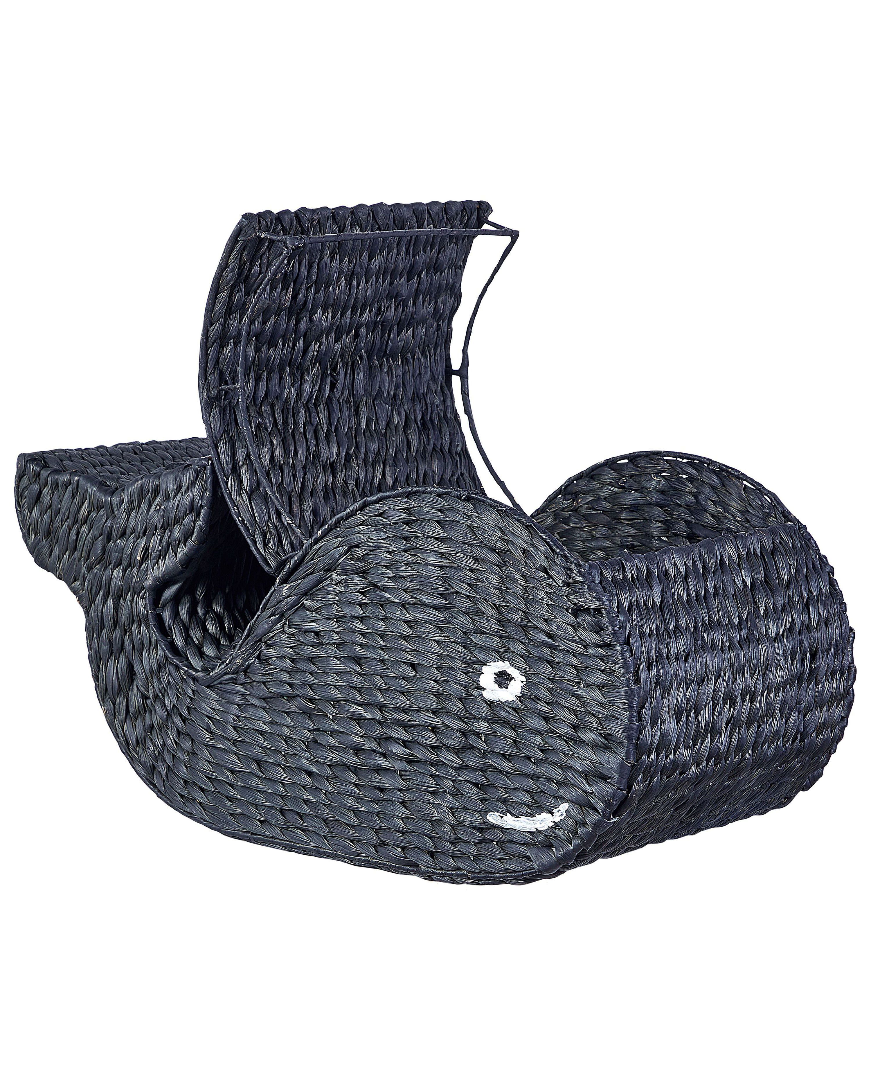 Water Hyacinth Wicker Whale Basket Black ORANIA | Beliani.dk