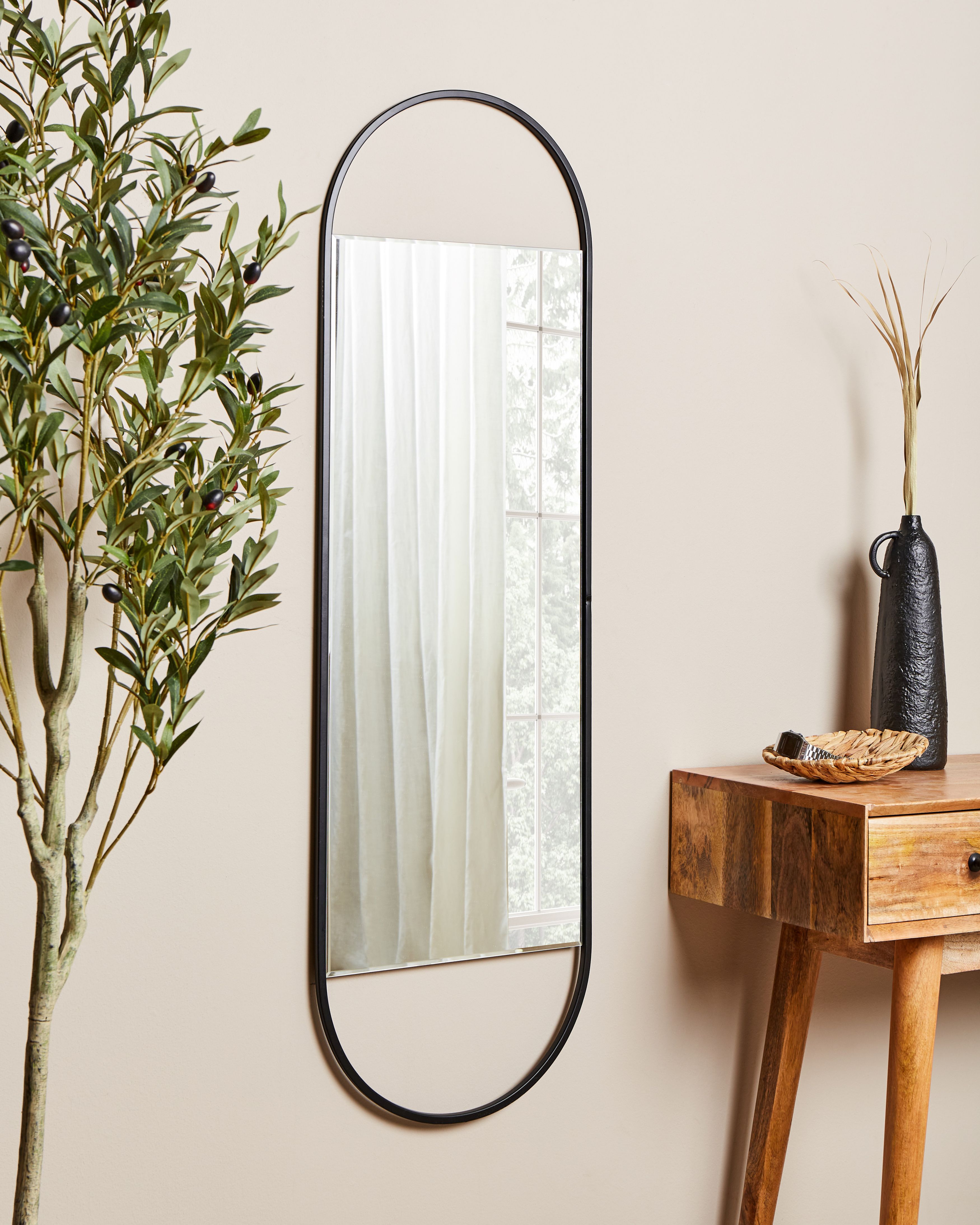Metal Wall Mirror 40 x 120 cm Black VALLERY | Beliani.co.uk