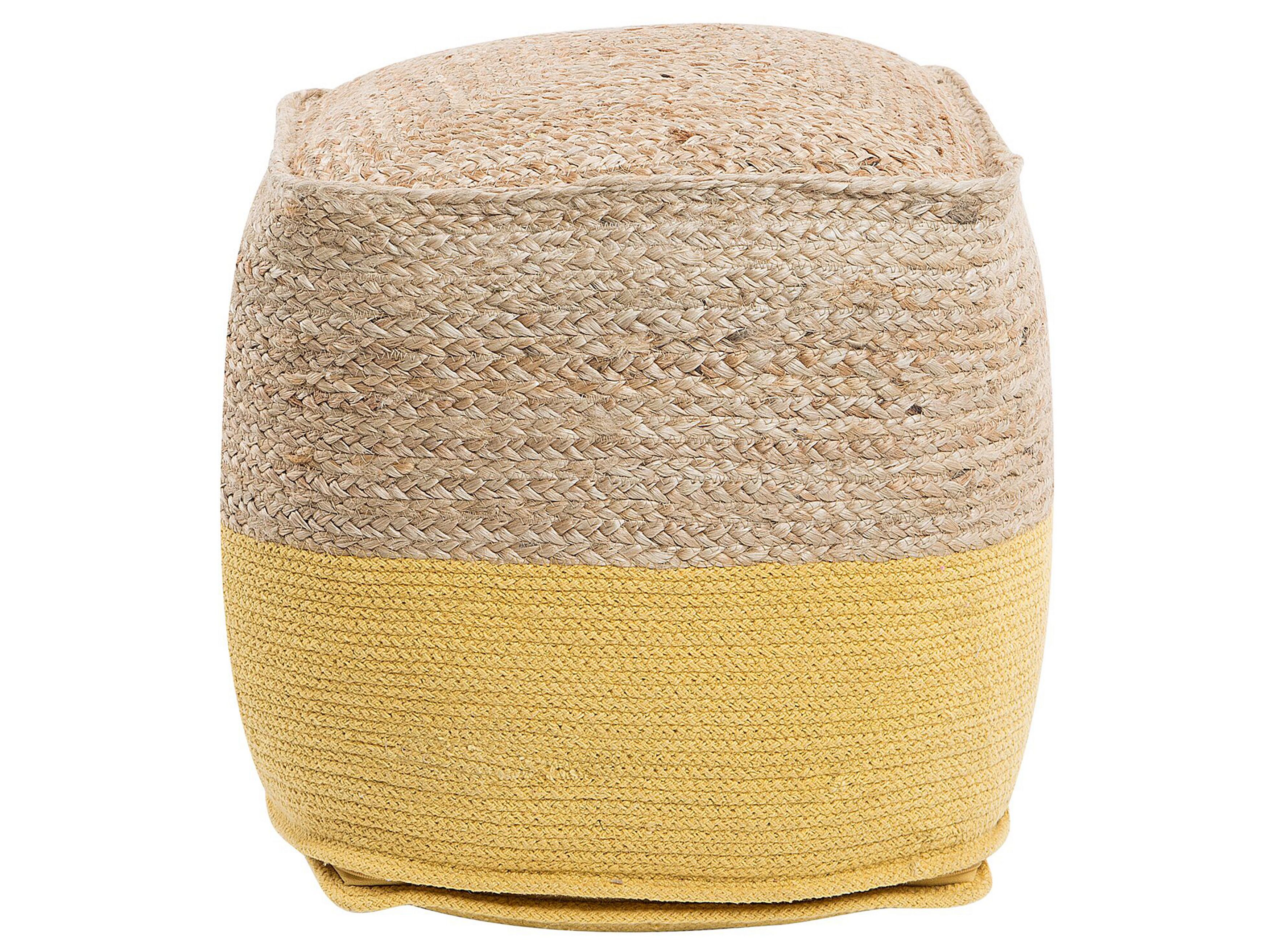 Jute Woven Pouffe Yellow KIRAMA | Beliani.co.uk