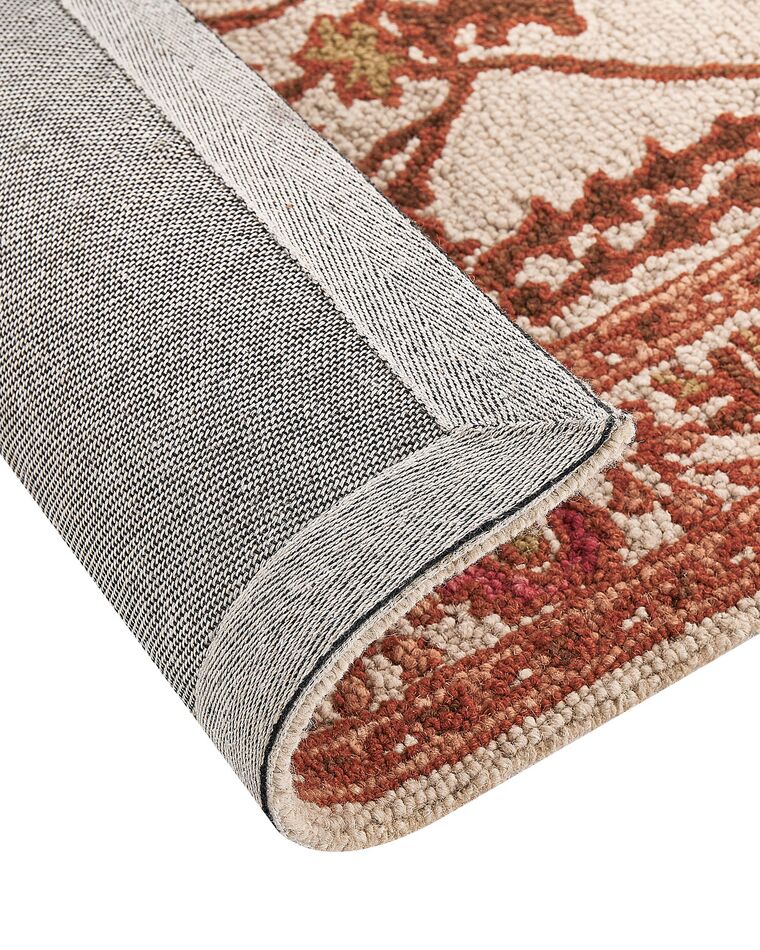 Wool Area Rug 80 x 150 cm Orange and Beige ADILCEVAZ | Beliani.co.uk