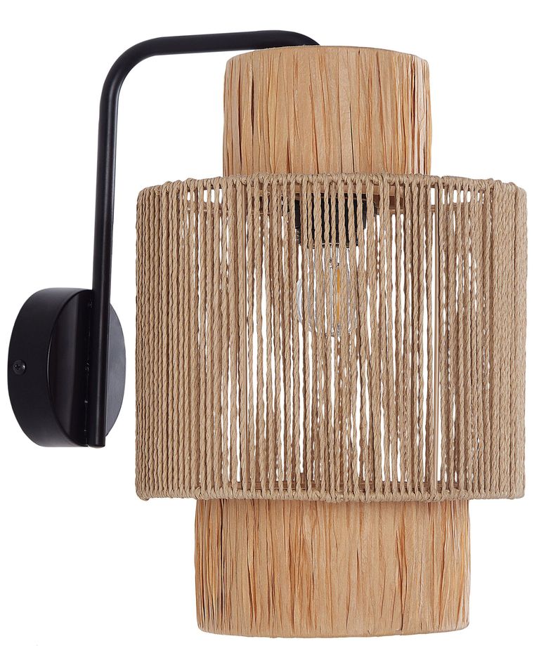 Set of 2 Raffia Wall Lamps Natural JAMMA | Beliani.co.uk