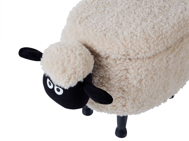 Fabric Storage Animal Stool Beige SHEEP | Beliani.co.uk