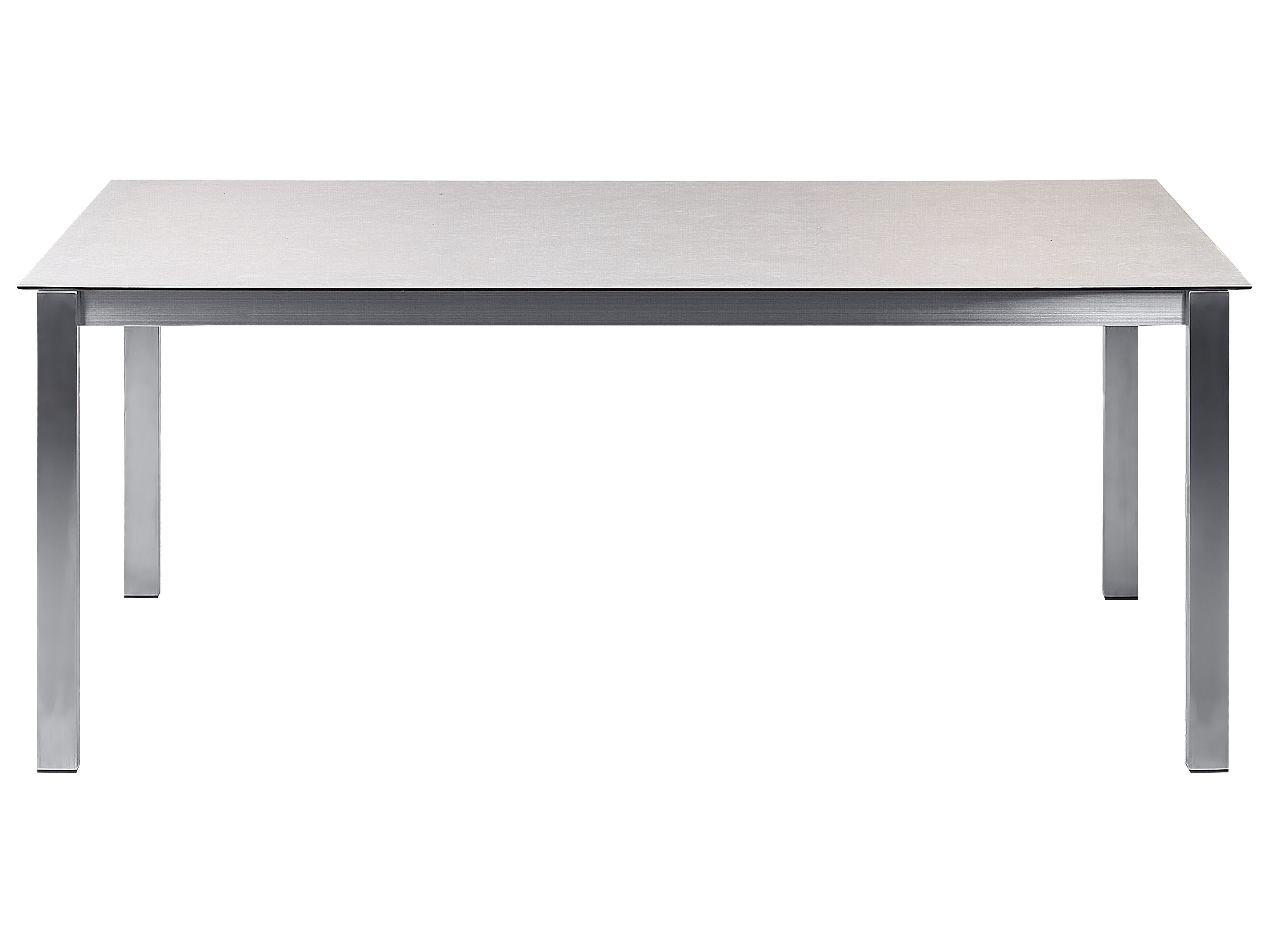Garden Dining Table Glass Top 180 x 90 cm White COSOLETO | Beliani.co.uk