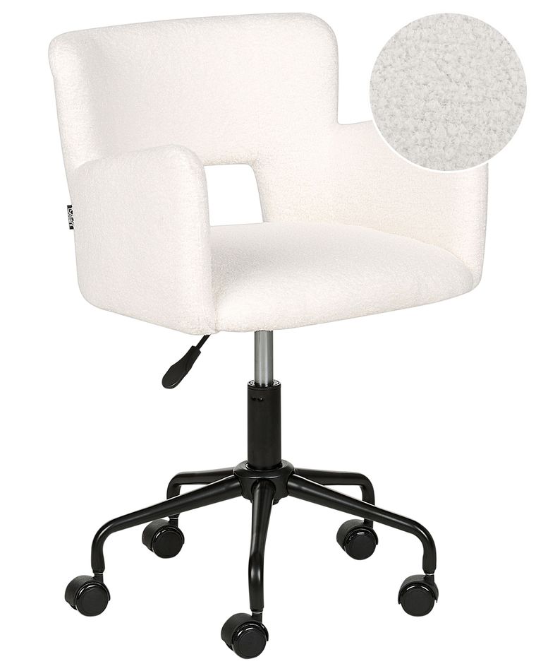 Boucle Desk Chair White SANILAC | Beliani.co.uk
