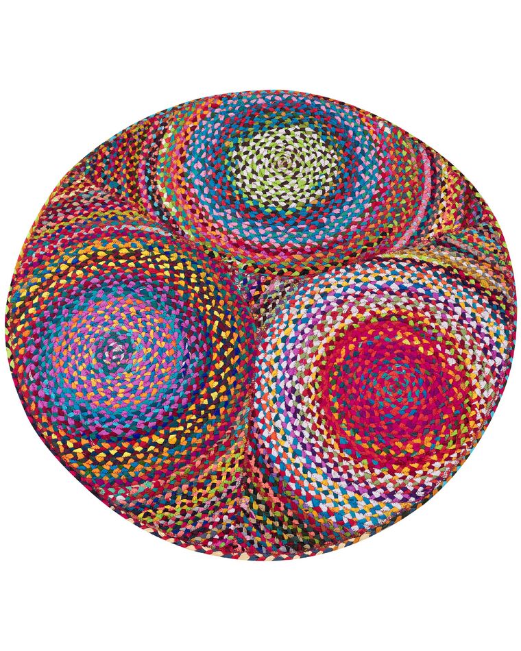Round Cotton Rug ⌀ 140 cm Multicolour LADIK | Beliani.co.uk