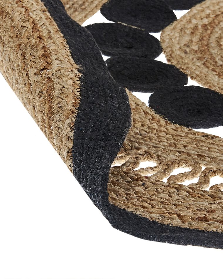 Tapis rond en jute ⌀ 120 cm beige et noir YOZGAT | Beliani.fr