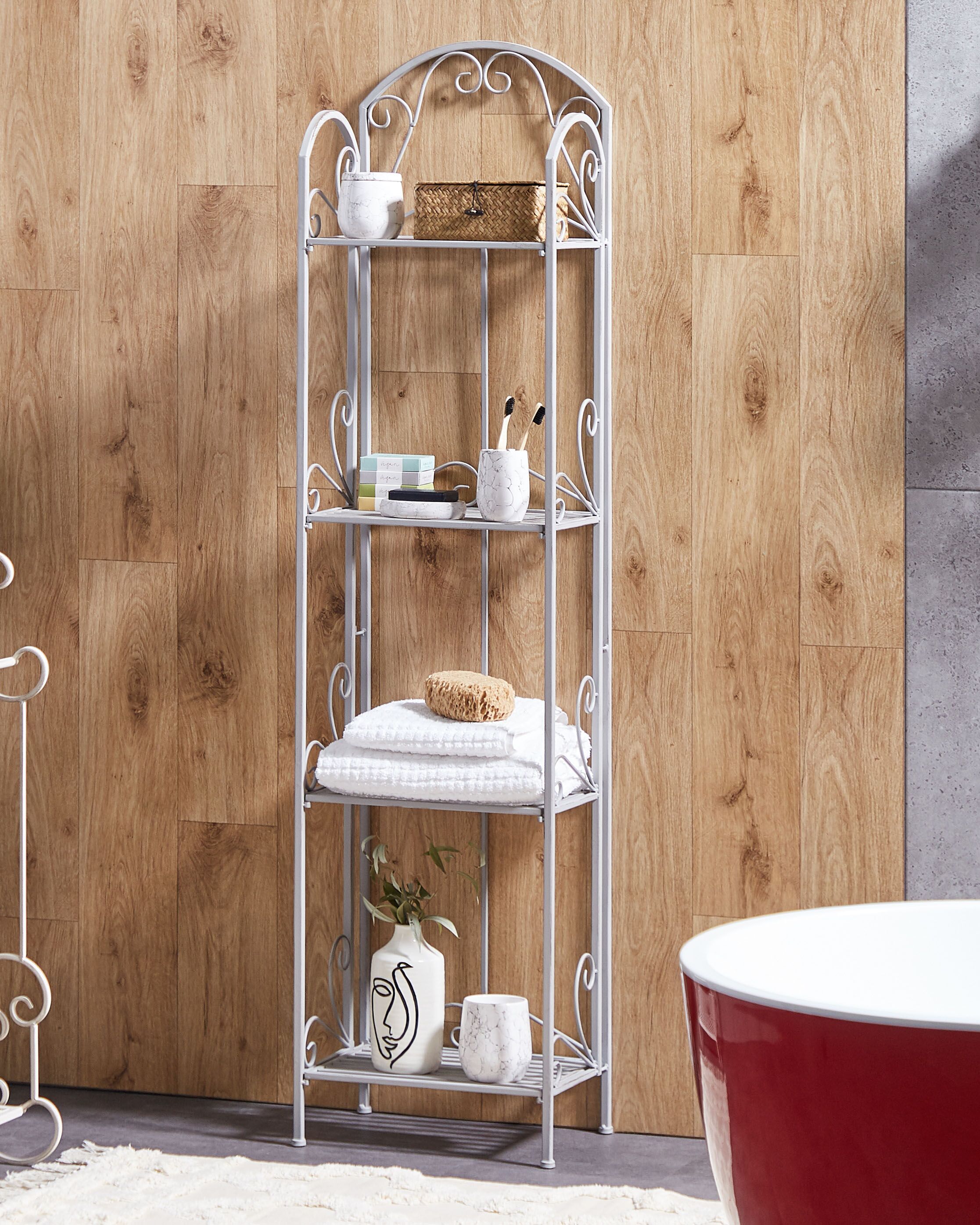 4 Tier Metal Bathroom Shelves Grey VALDIVIA | Beliani.co.uk