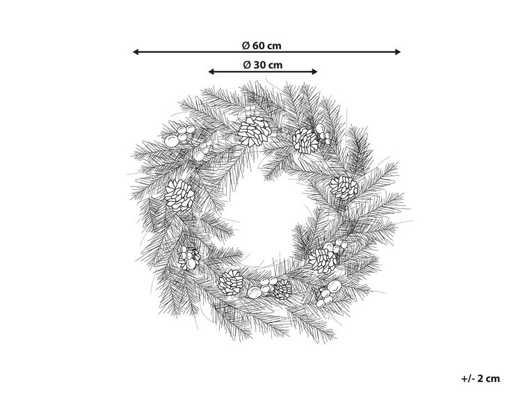 Weihnachtskranz grün mit LED-Beleuchtung Schnee bedeckt ⌀ 60 cm PAIMIO | Beliani.de