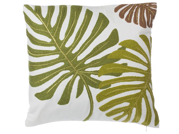 Set of 2 Cotton Cushions Leaf Pattern 45 x 45 cm Green ZENOBIA ...