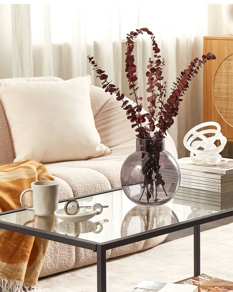 Velvet Curved Pouffe Beige MODOC | Beliani.co.uk