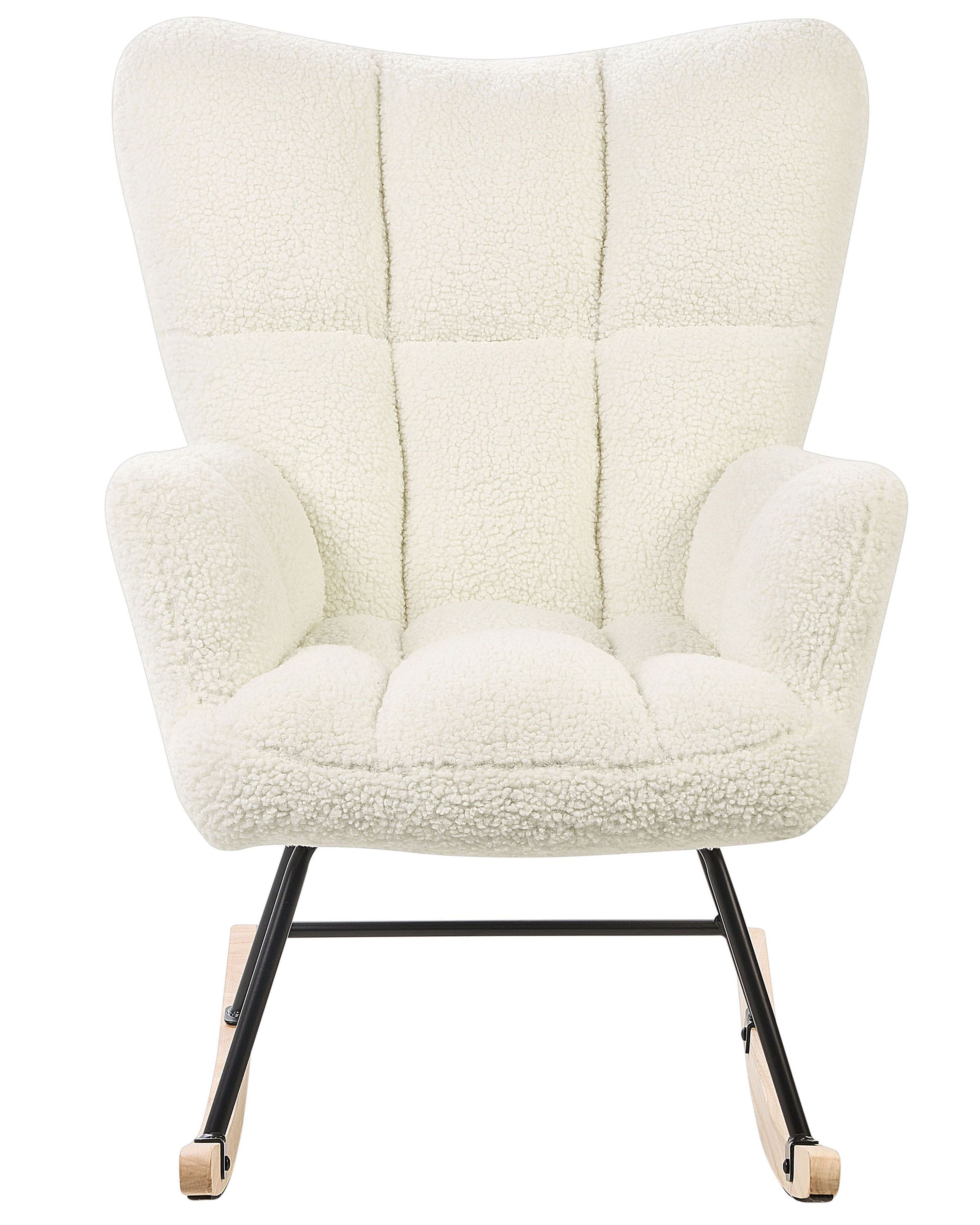 Chaise à bascule en tissu bouclé blanc OULU | Beliani.fr