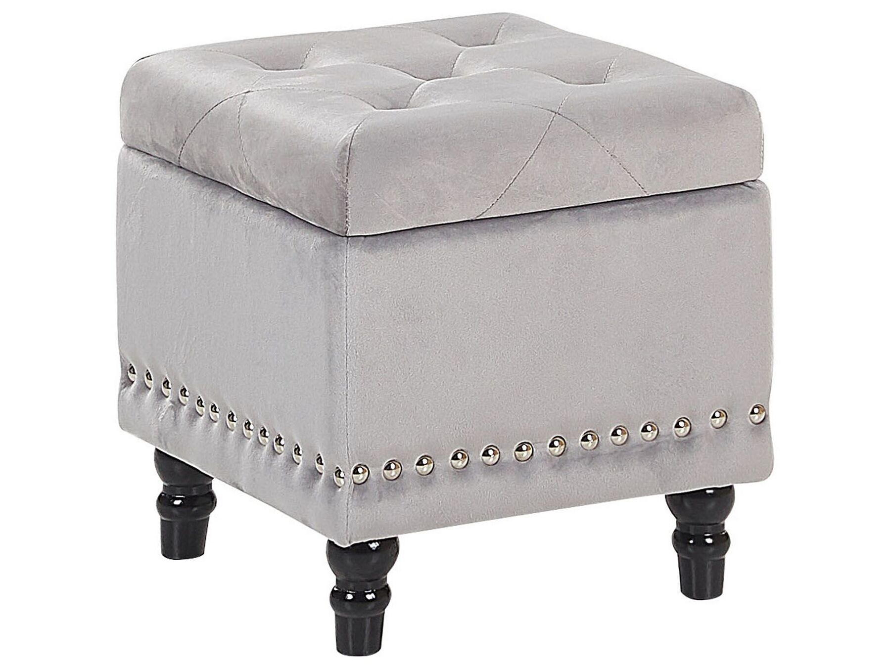 Velvet Footstool with Storage Light Grey LORETTO | Beliani.co.uk