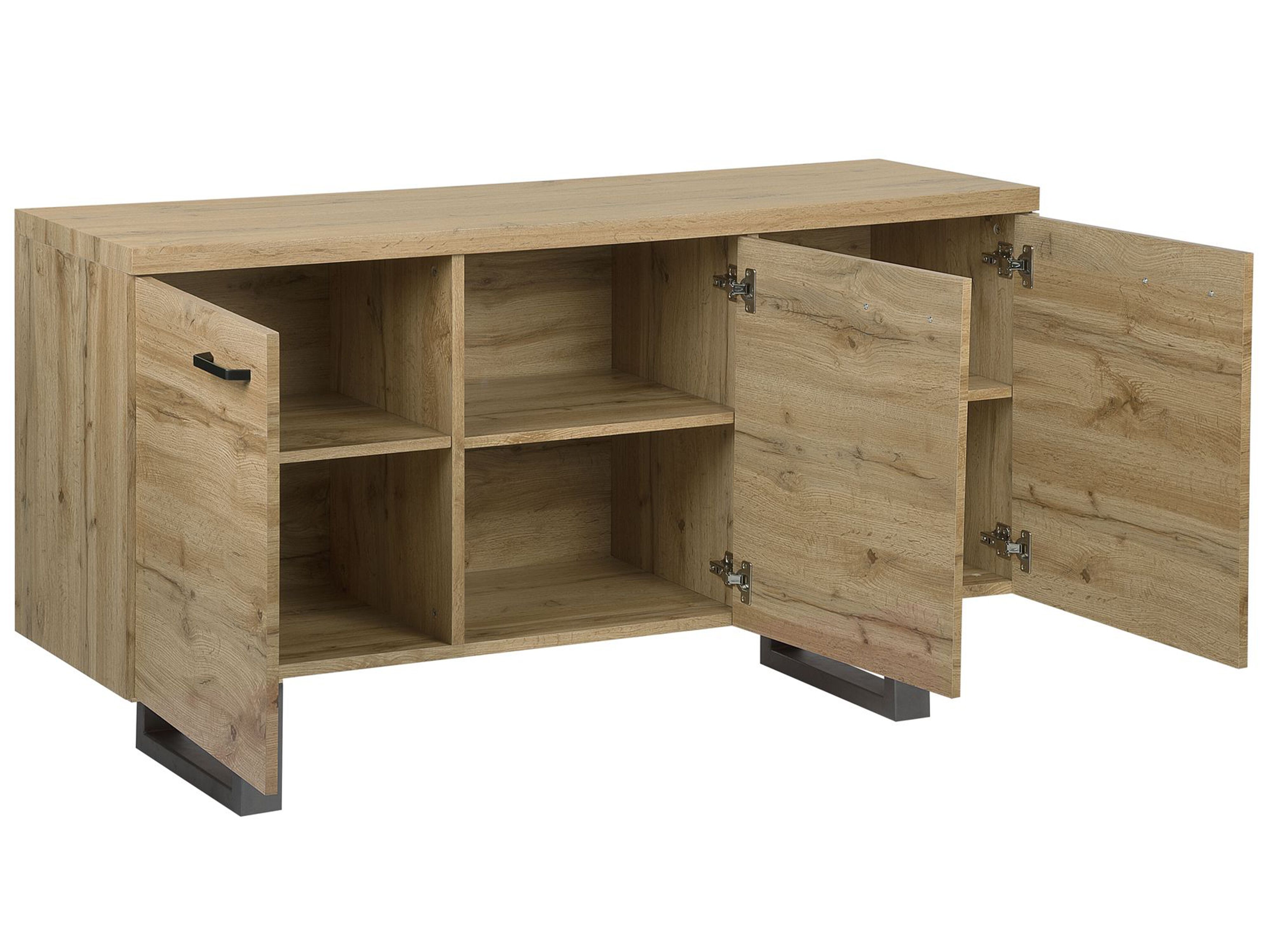 3 Door Sideboard Light Wood TIMBER | Beliani.co.uk