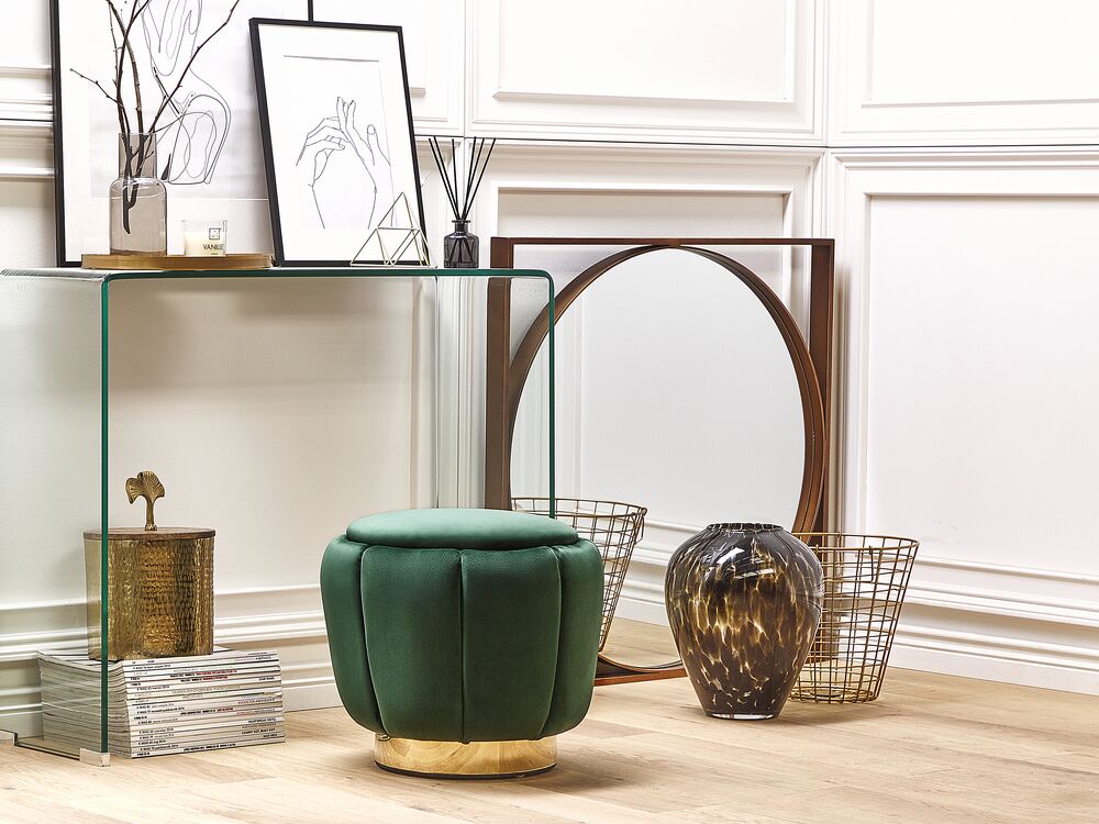 Velvet Pouffe Green IRVING | Beliani.co.uk