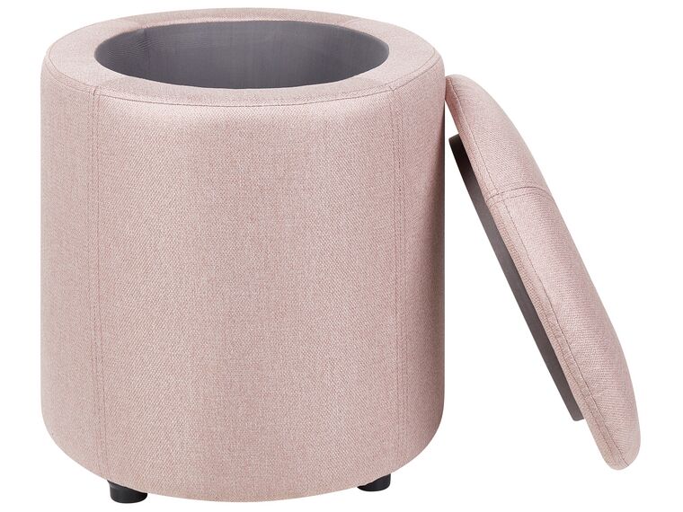 Puff med oppbevaring stoff rosa MARYLAND | Beliani.no