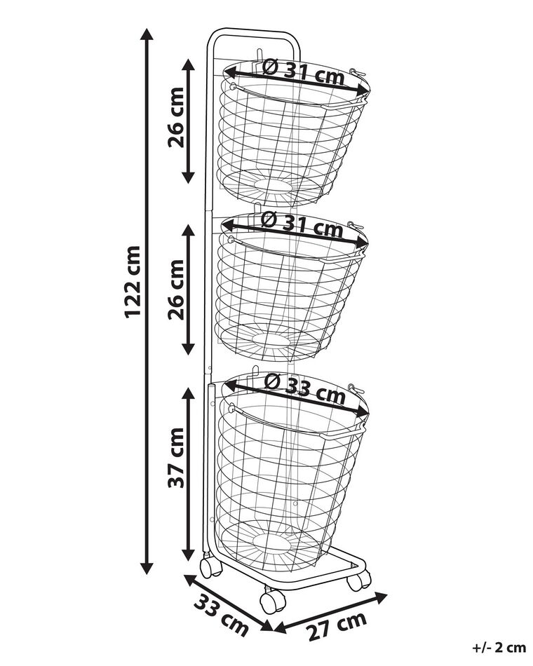 3 Tier Metal Wire Basket Stand Silver AYAPAL | Beliani.co.uk