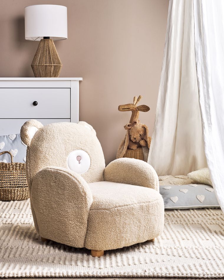 Kindersessel Teddy-Optik beige Tierform Bär BOO | Beliani.ch