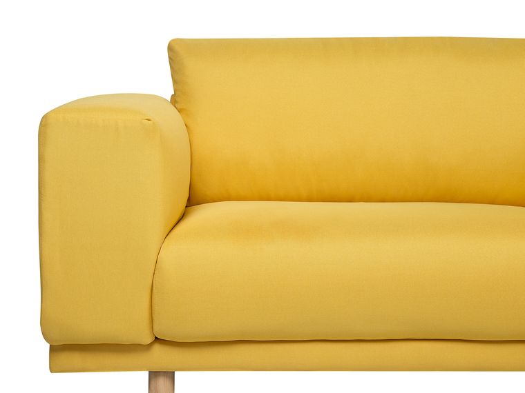 3 Seater Fabric Sofa Yellow NIVALA | Beliani.co.uk