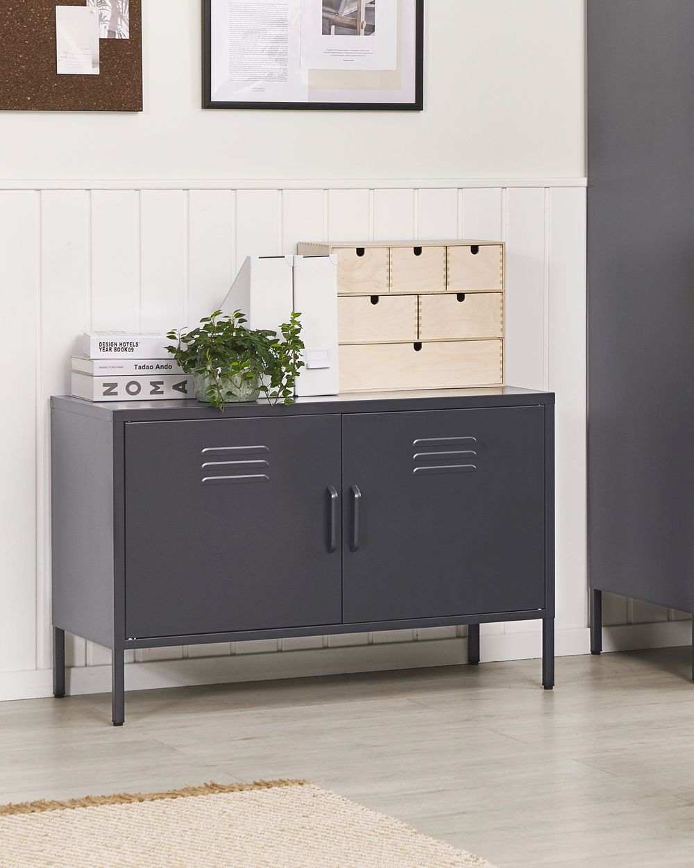 2 Door Metal Sideboard Black URIA | Beliani.co.uk