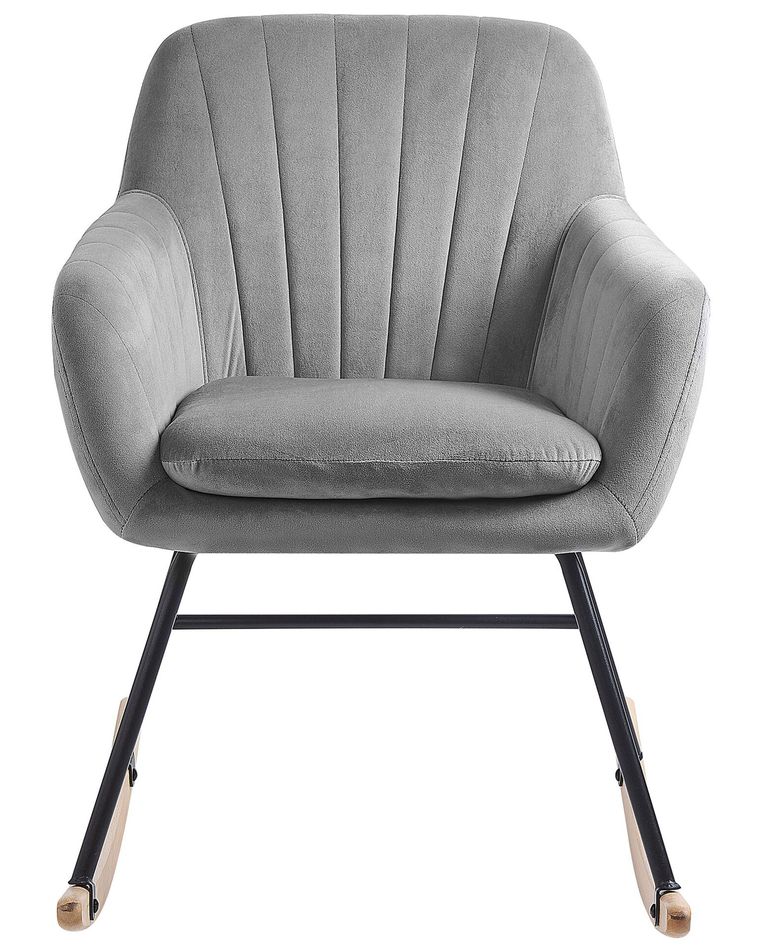 Velvet Rocking Chair Grey LIARUM | Beliani.co.uk