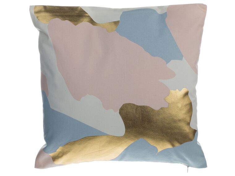 Set of 2 Cotton Cushions Abstract Pattern 45 x 45 cm Pink and Gold IXIA ...