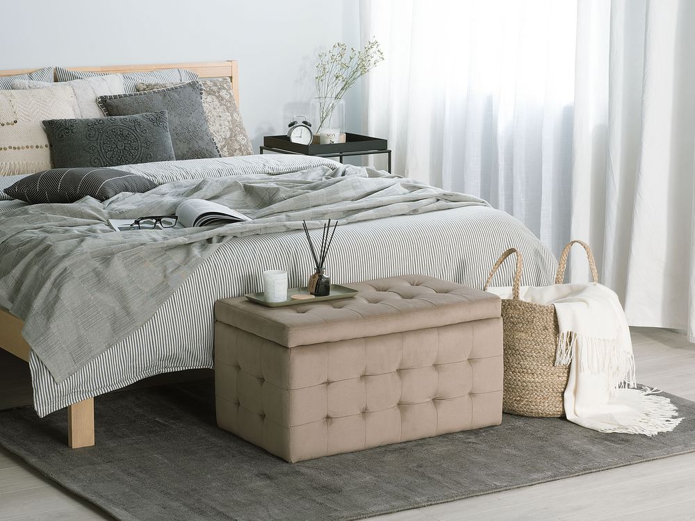 Velvet Storage Ottoman Light Brown MICHIGAN | Beliani.co.uk