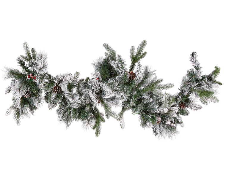 Pre-Lit Snowy Christmas Garland 180 cm White WHITEHORN | Beliani.co.uk